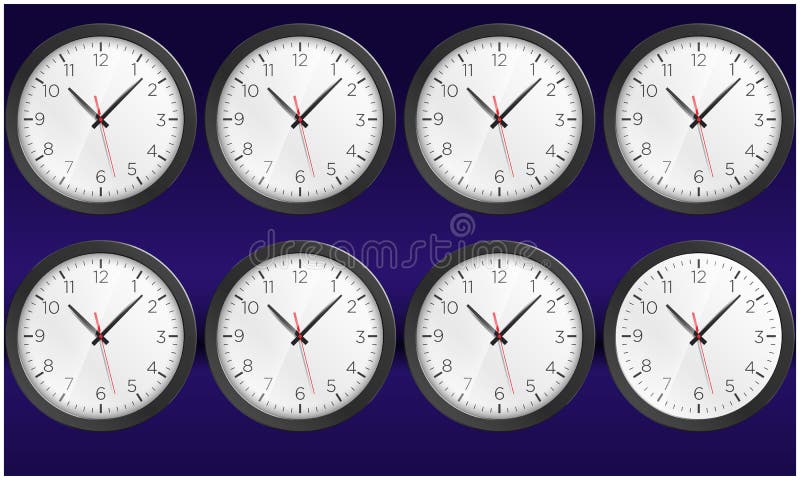 Collection of World Clock on Abstract Background Stock Vector ...