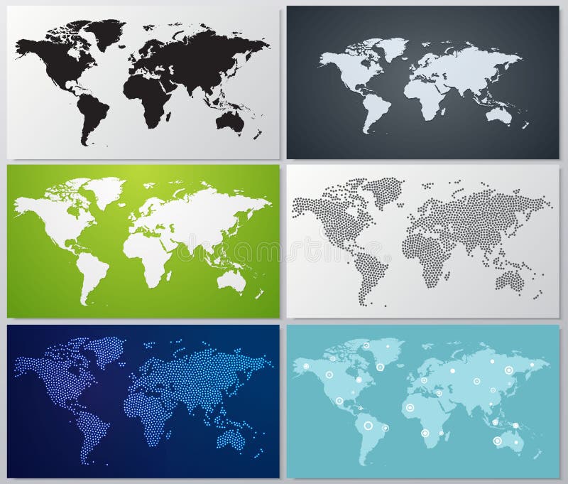 Collection of World Map Illustrations Stock Vector - Illustration of ...