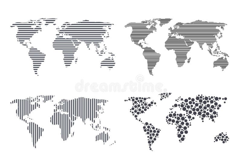 Monochrome Map of the World with Neon Lights Stock Vector ...