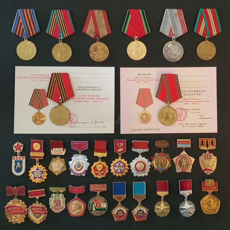 Collection of World War II Soviet Medals Editorial Photography - Image ...