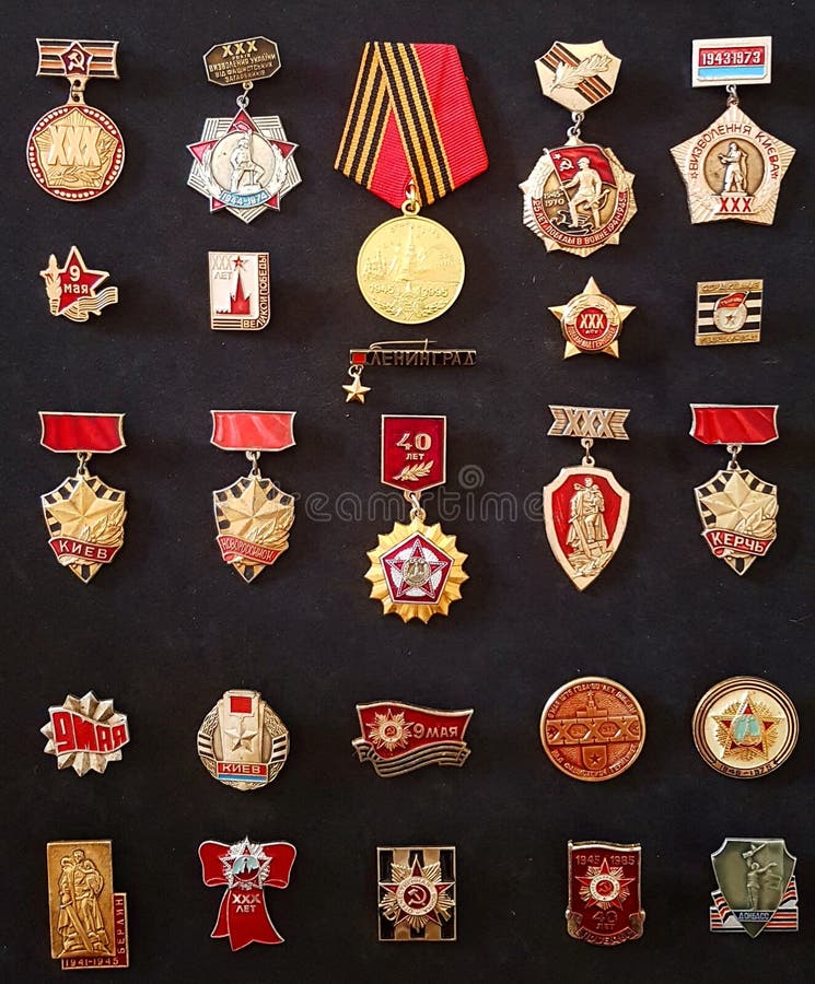 Collection of World War II Soviet Medals Stock Photo - Image of soviet ...