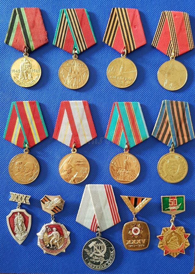 Collection Of World War II Soviet Medals Stock Image - Image of world ...
