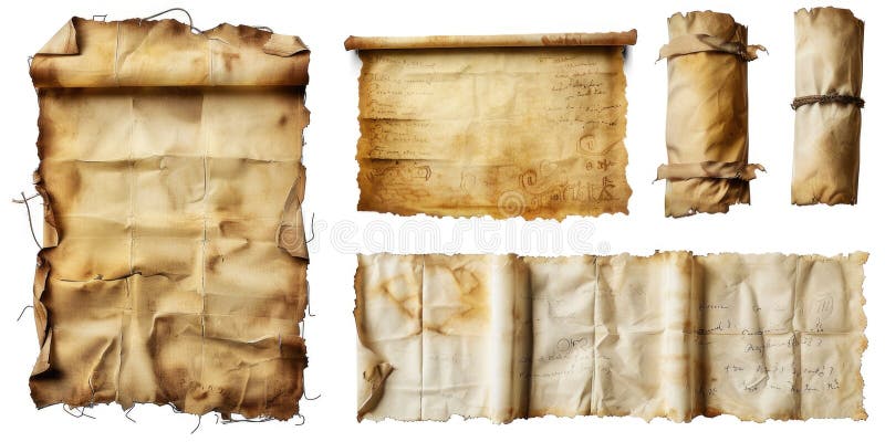 A Collection of Worn-out Papers on a Clean White Surface Stock Photo ...