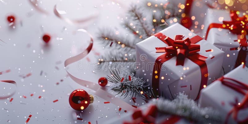 A Collection of Wrapped Presents Stacked on a Table Stock Image - Image ...