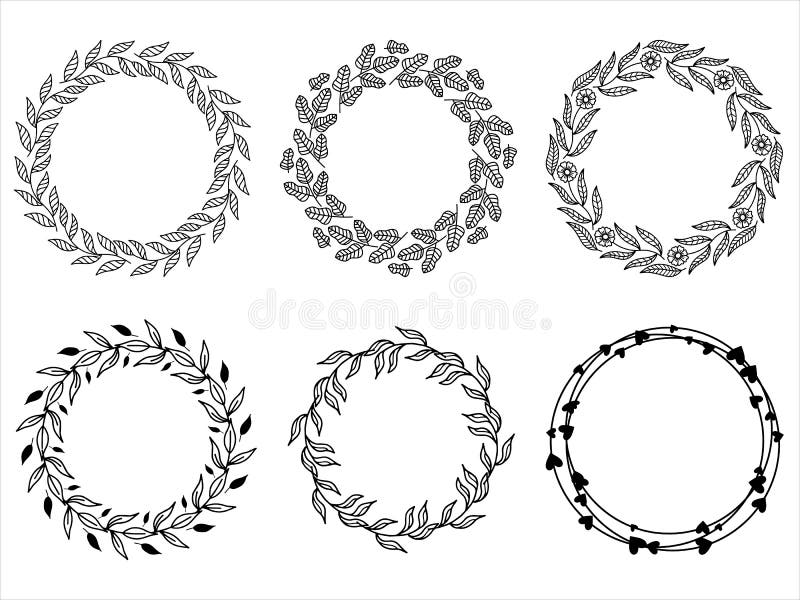 Collection of Wreaths, Border Frames Stock Vector - Illustration of ...