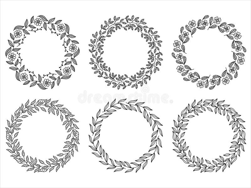 Collection of Wreaths, Border Frames Stock Vector - Illustration of ...