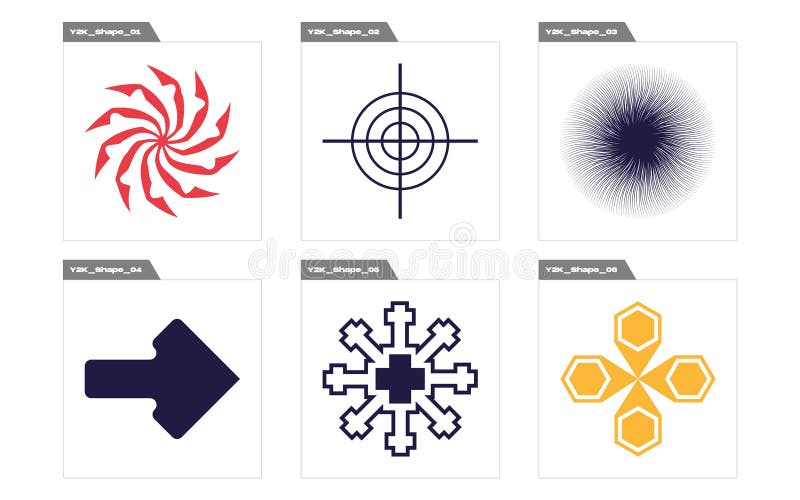 Collection of Y2K Elements. Extraordinary Graphic Assets. Elements for ...