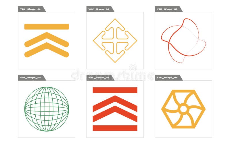 Collection of Y2K Elements. Extraordinary Graphic Assets. Elements for ...