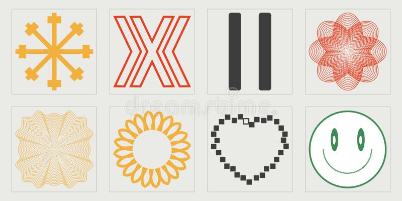 Collection of Y2K Elements. Extraordinary Graphic Assets. Objects in ...