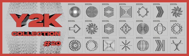 Collection of Y2K Elements. Large Set of Retro Objects for Design. Frames Inspired Brutalism ...