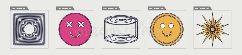 Collection of Y2K Elements. Rave Psychedelic Retro Futuristic Set ...