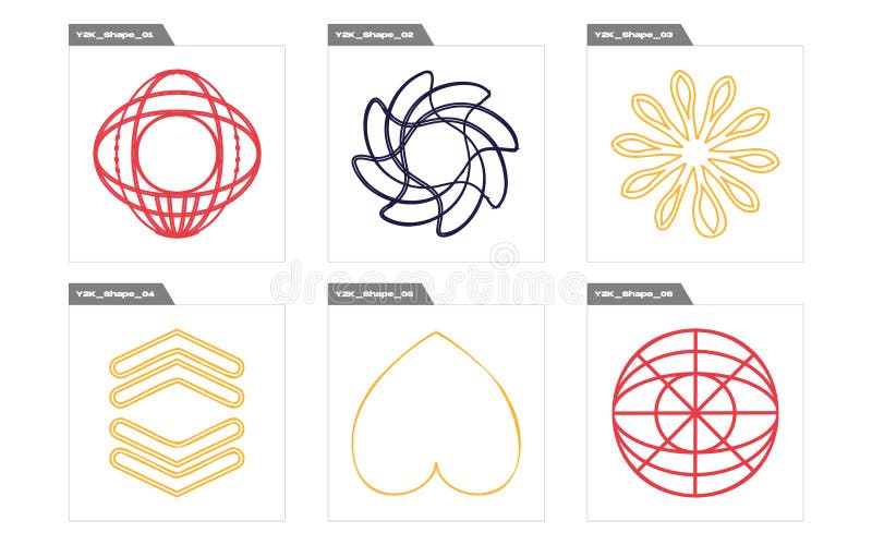 Collection of Y2K Elements. Rave Psychedelic Retro Futuristic Set ...