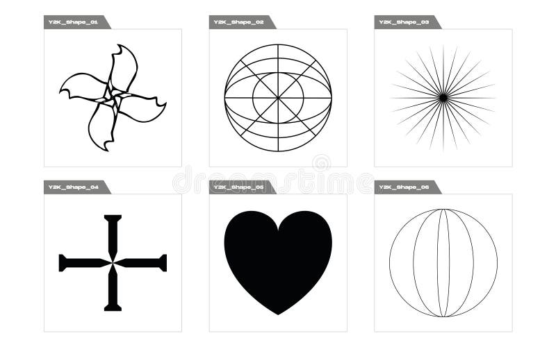 Collection of Y2K Elements. Rave Psychedelic Retro Futuristic Set ...