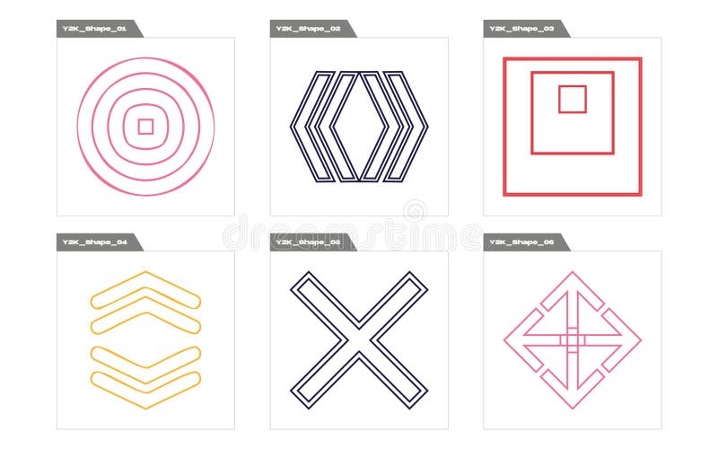 Collection of Y2K Elements. Rave Psychedelic Retro Futuristic Set ...