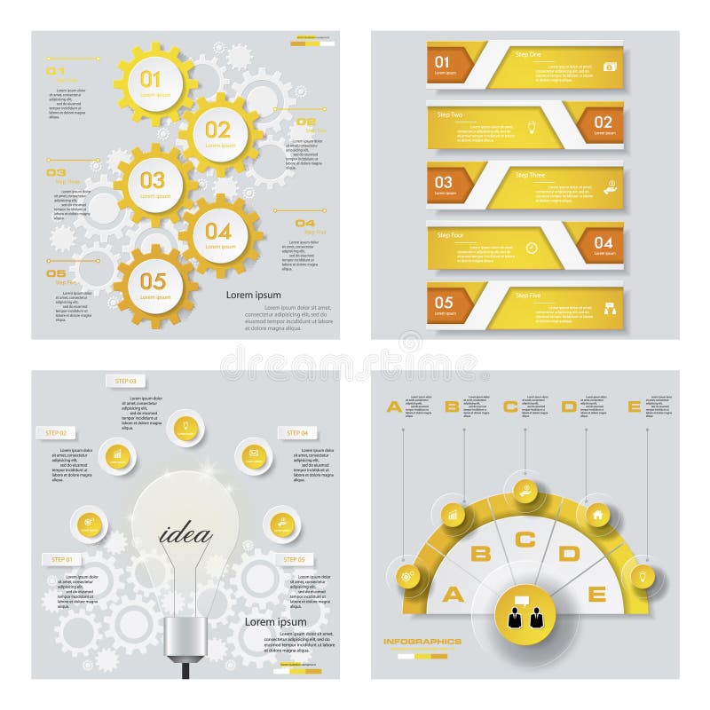 Collection of 4 Yellow Color Template/graphic or Website Layout. Vector ...