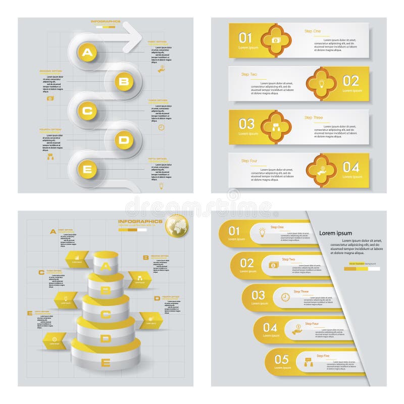 Collection of 4 Yellow Color Template/graphic or Website Layout. Vector ...