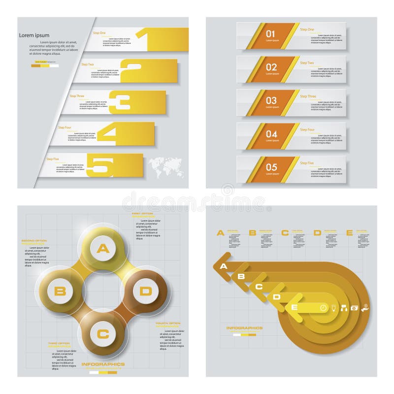 Collection of 4 Yellow Color Template/graphic or Website Layout. Vector ...