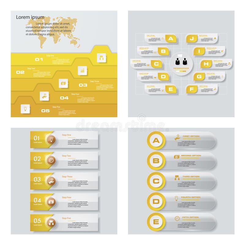 Collection of 4 Yellow Color Template/graphic or Website Layout. Vector ...