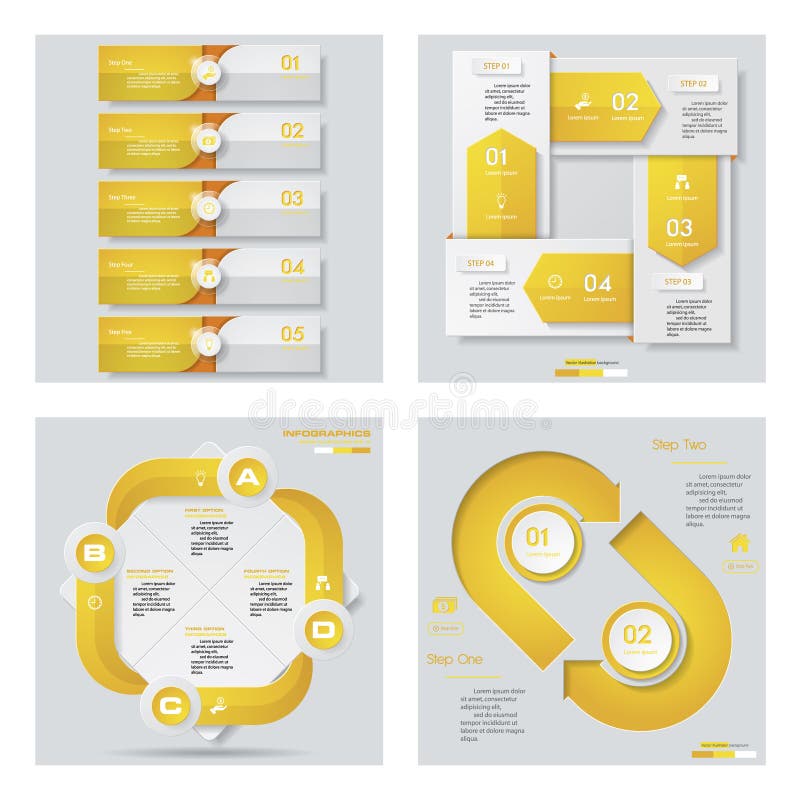 Collection of 4 Yellow Color Template/graphic or Website Layout. Vector ...