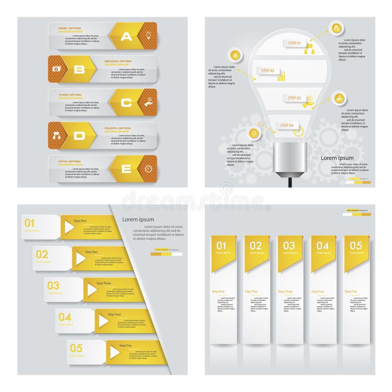 Collection of 4 Yellow Color Template/graphic or Website Layout. Vector ...