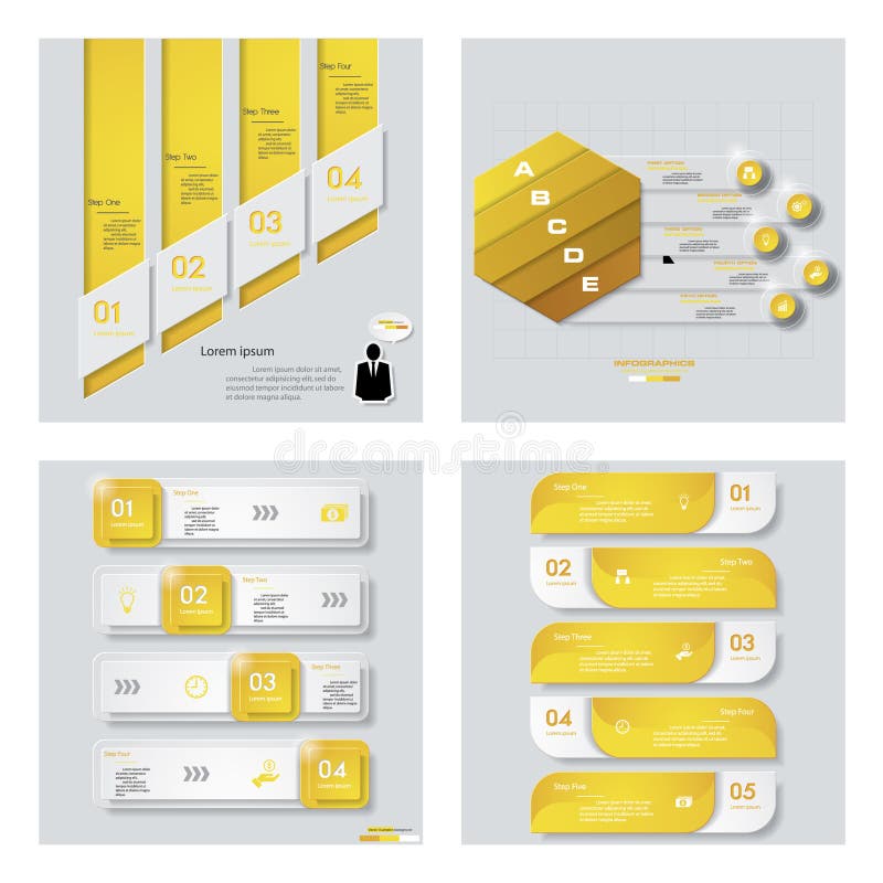 Collection of 4 Yellow Color Template/graphic or Website Layout. Vector ...
