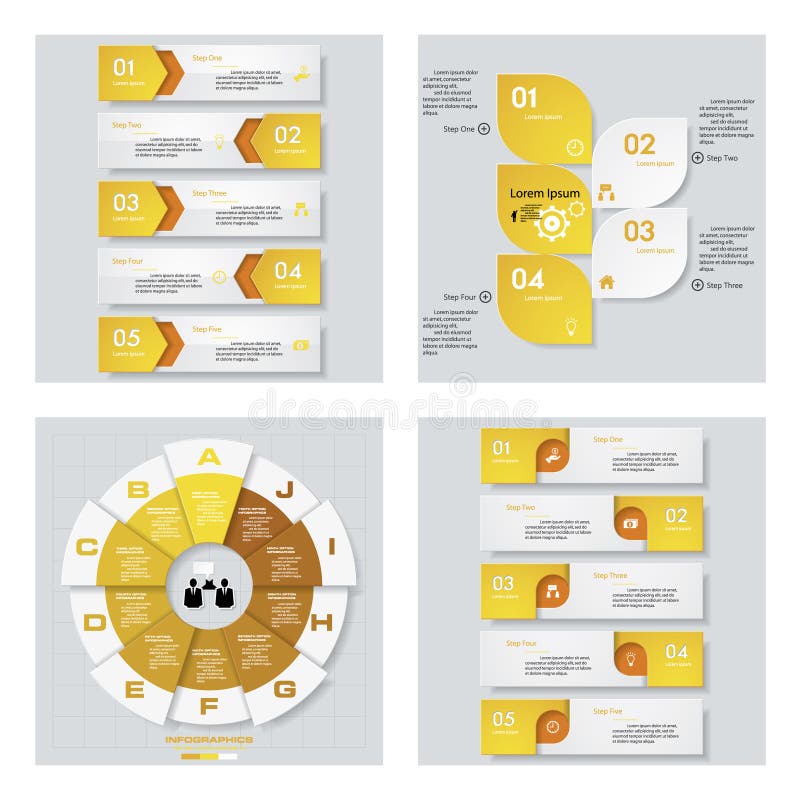 Collection of 4 Yellow Color Template/graphic or Website Layout. Vector ...