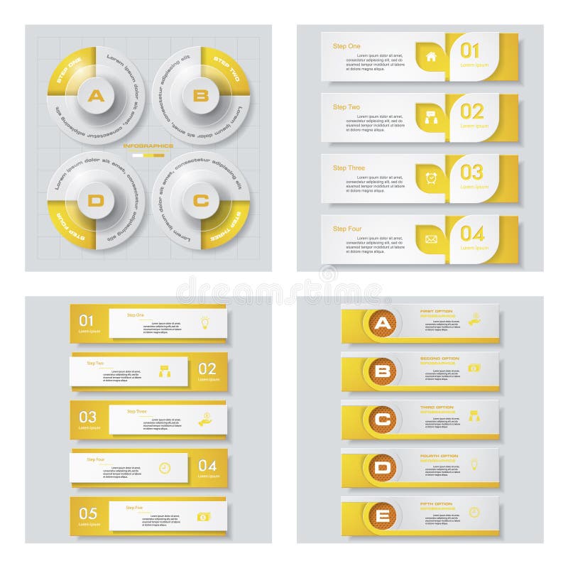 Collection of 4 Yellow Color Template/graphic or Website Layout. Vector ...