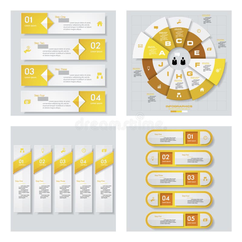Collection of 4 Yellow Color Template/graphic or Website Layout. Vector ...