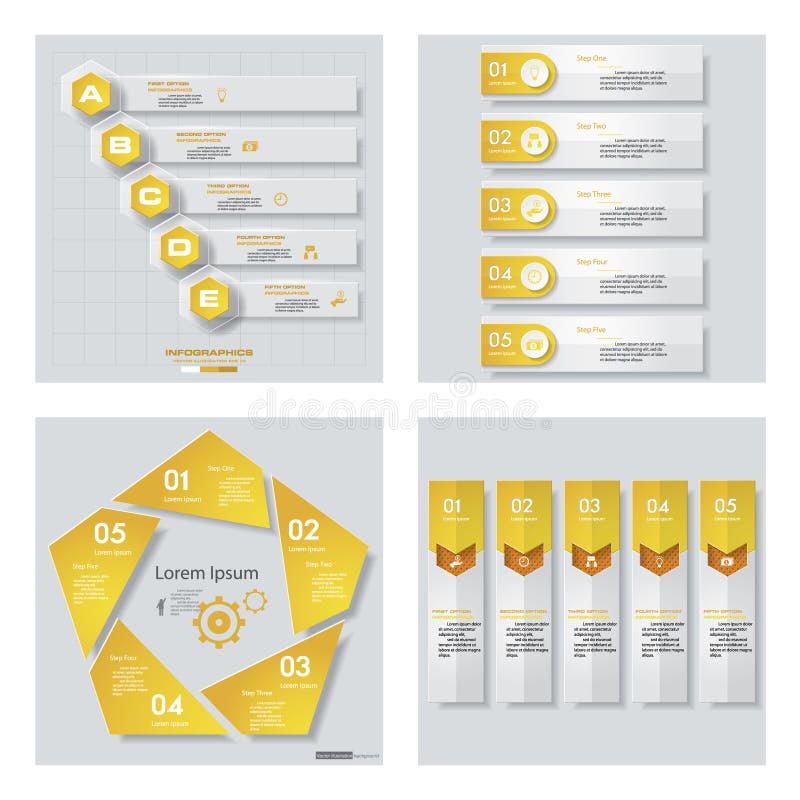 Collection of 4 Yellow Color Template/graphic or Website Layout. Vector ...
