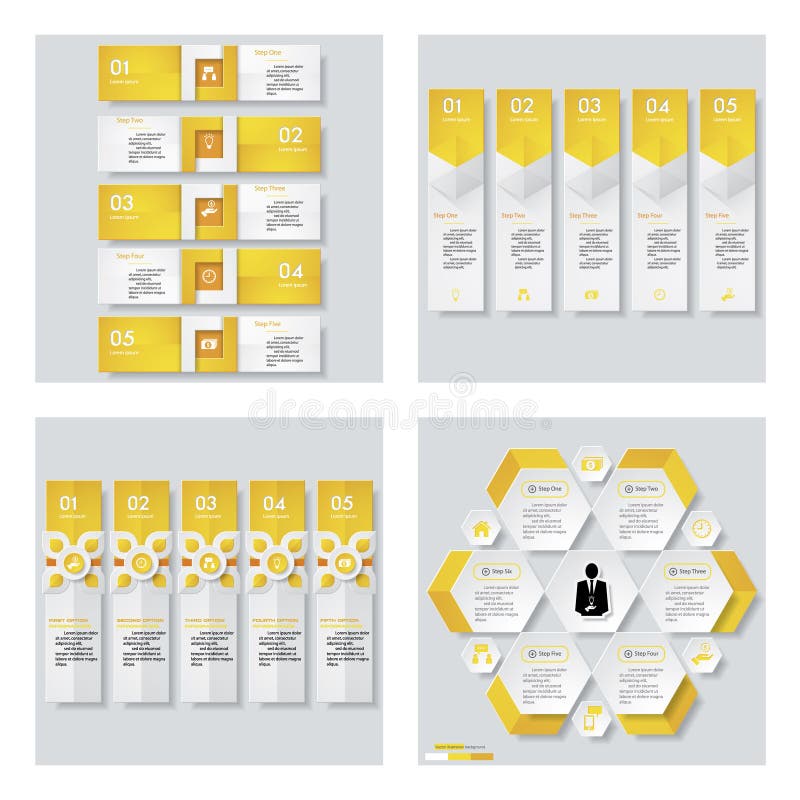 Collection of 4 Yellow Color Template/graphic or Website Layout. Vector ...