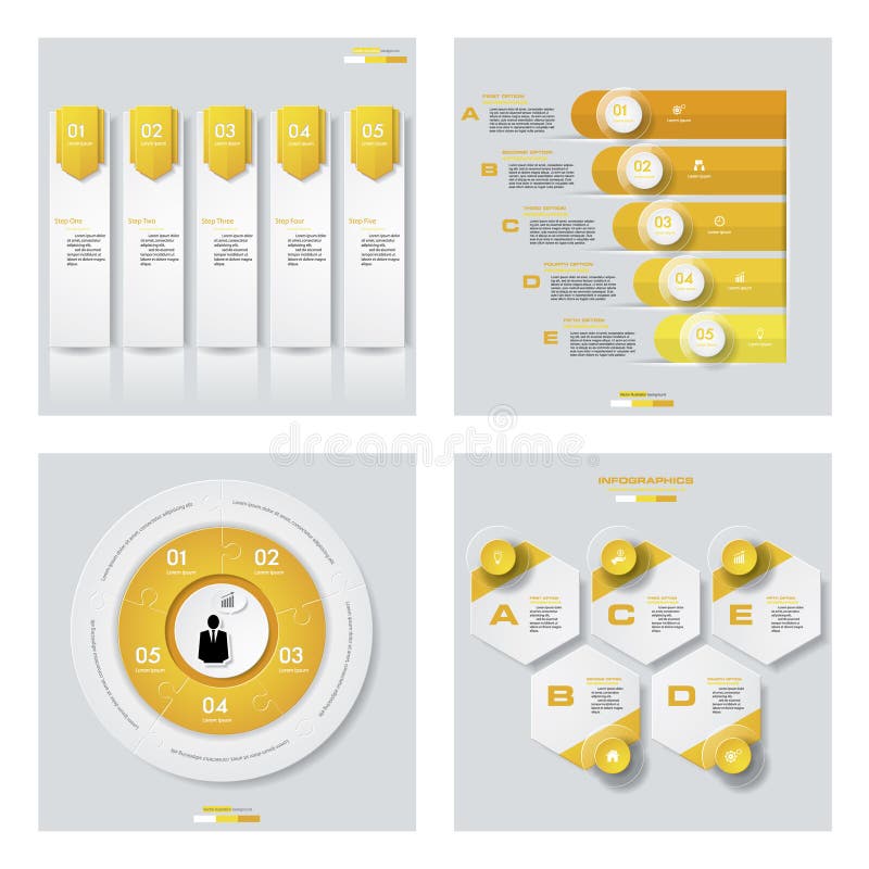 Collection of 4 Yellow Color Template/graphic or Website Layout. Vector ...