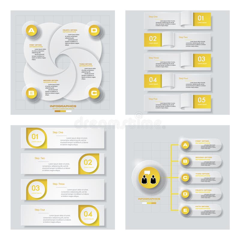 Collection of 4 Yellow Color Template/graphic or Website Layout. Vector ...
