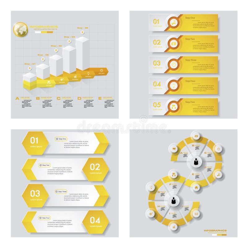 Collection of 4 Yellow Color Template/graphic or Website Layout. Vector ...