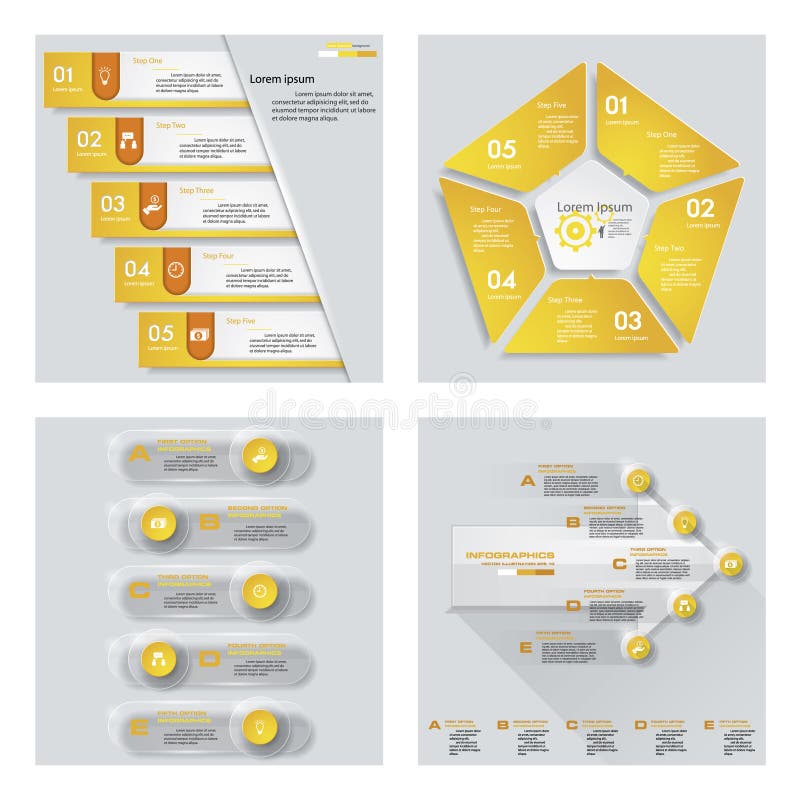Collection of 4 Yellow Color Template/graphic or Website Layout. Vector ...