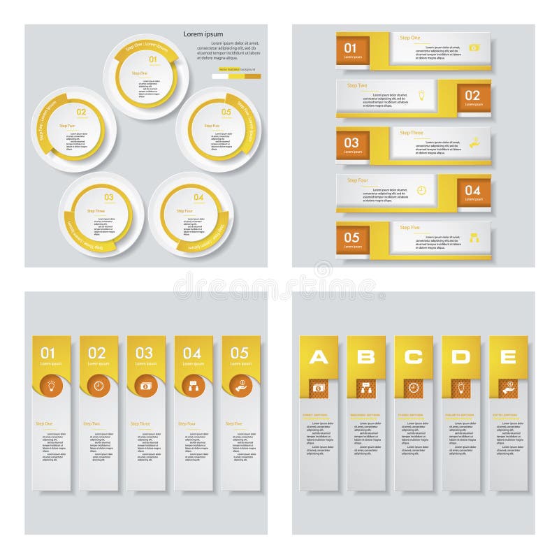 Collection of 4 Yellow Color Template/graphic or Website Layout. Vector ...