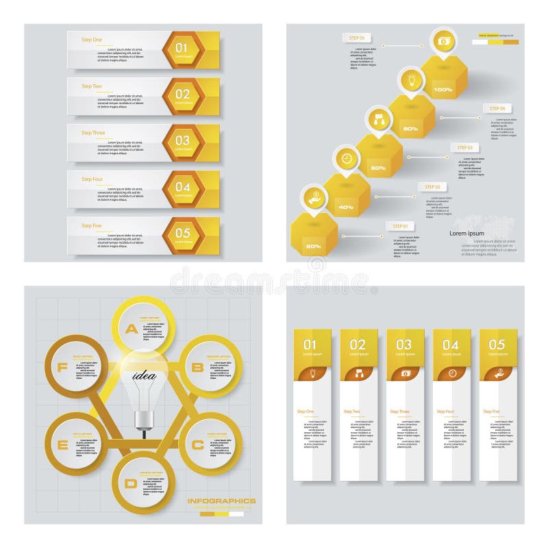 Collection of 4 Yellow Color Template/graphic or Website Layout. Vector ...