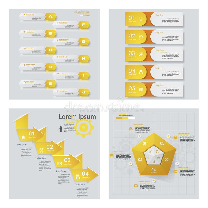 Collection of 4 Yellow Color Template/graphic or Website Layout. Vector ...