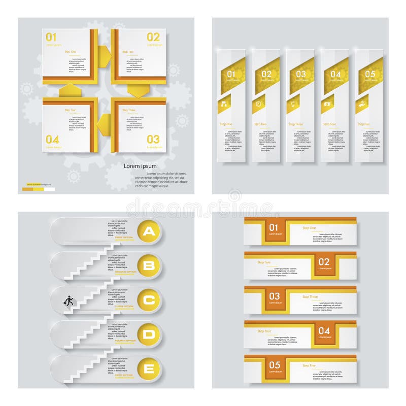 Collection of 4 Yellow Color Template/graphic or Website Layout. Vector ...