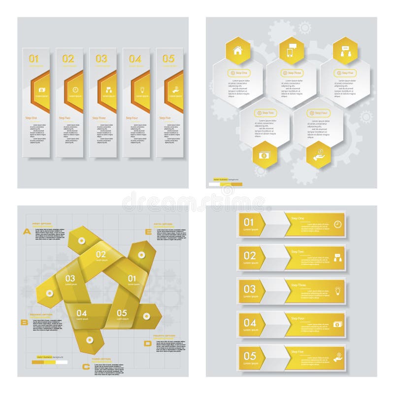 Collection of 4 Yellow Color Template/graphic or Website Layout. Vector ...