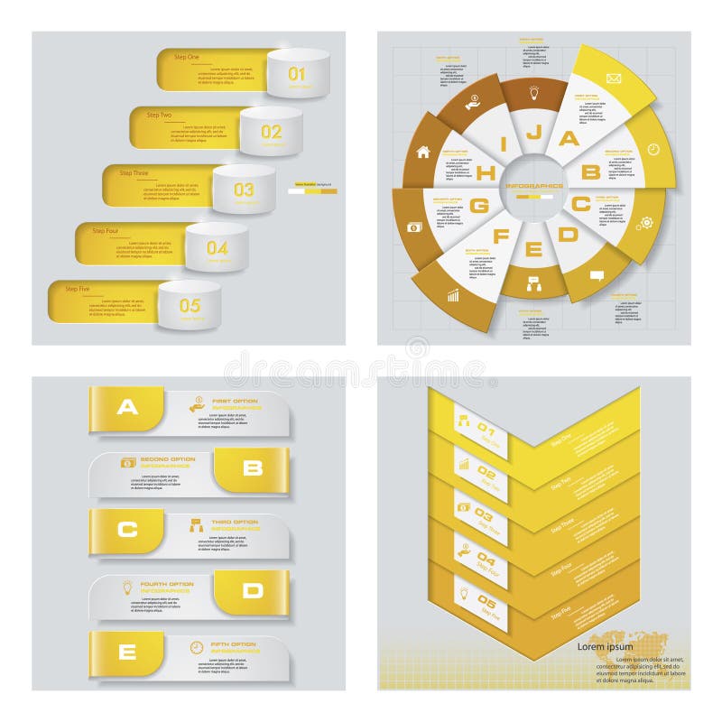 Collection of 4 Yellow Color Template/graphic or Website Layout. Vector ...