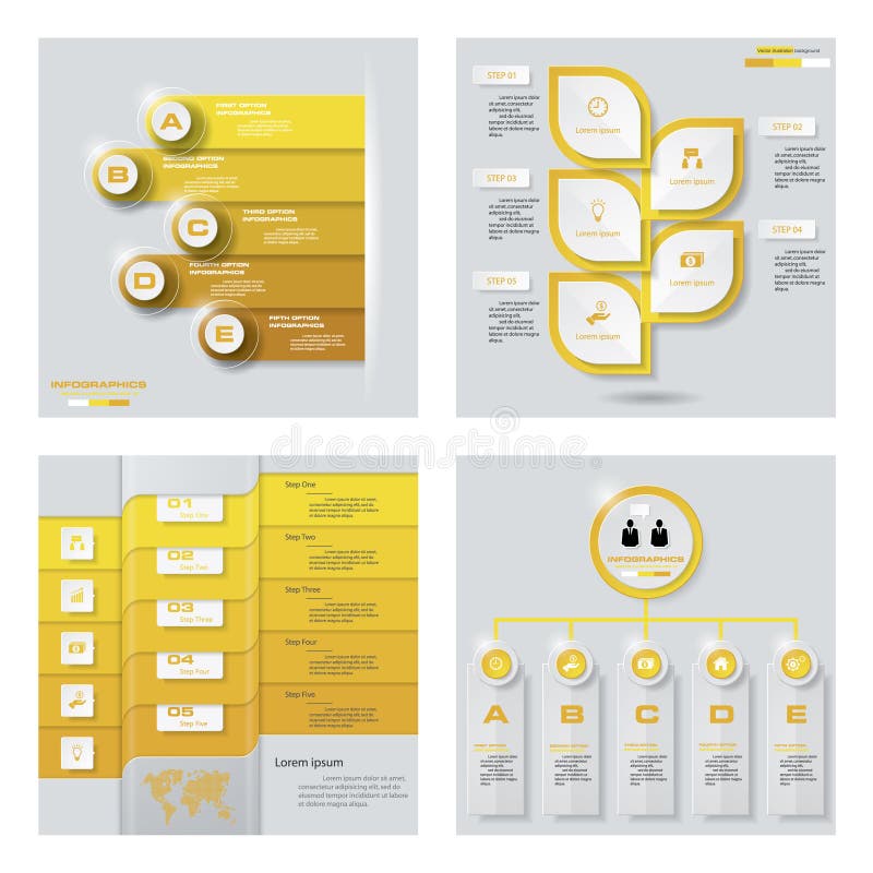 Collection of 4 Yellow Color Template/graphic or Website Layout. Vector ...