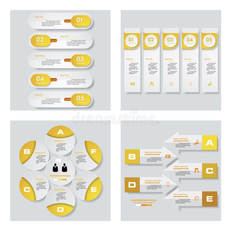 Collection of 4 Yellow Color Template/graphic or Website Layout. Vector ...