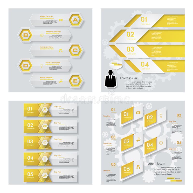 Collection of 4 Yellow Color Template/graphic or Website Layout. Vector ...