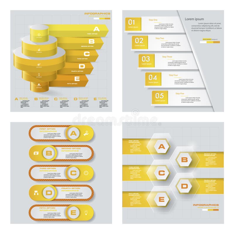 Collection of 4 Yellow Color Template/graphic or Website Layout. Vector ...