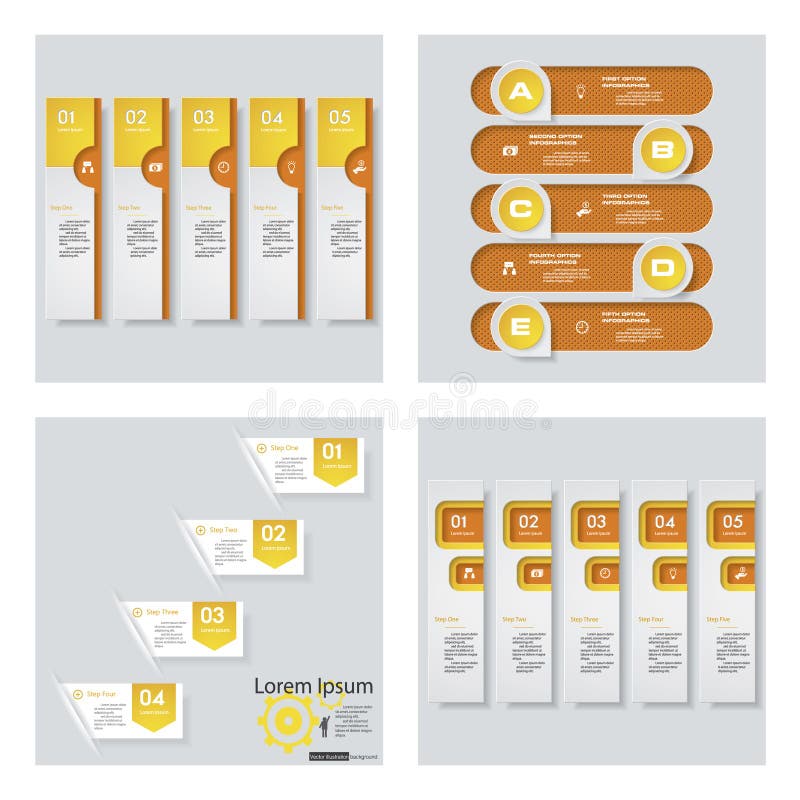 Collection of 4 Yellow Color Template/graphic or Website Layout. Vector ...