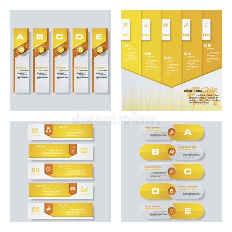 Collection of 4 Yellow Color Template/graphic or Website Layout. Vector ...