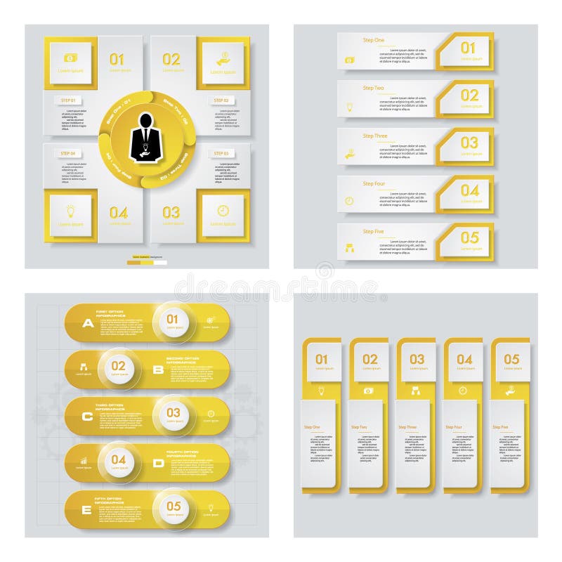 Collection of 4 Yellow Color Template/graphic or Website Layout. Vector ...