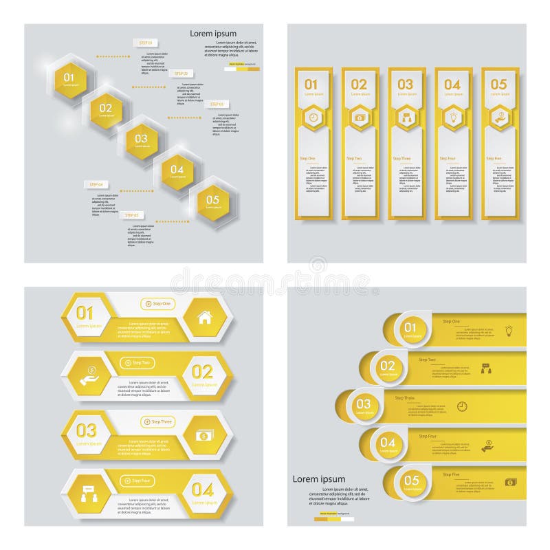 Collection of 4 Yellow Color Template/graphic or Website Layout. Vector ...