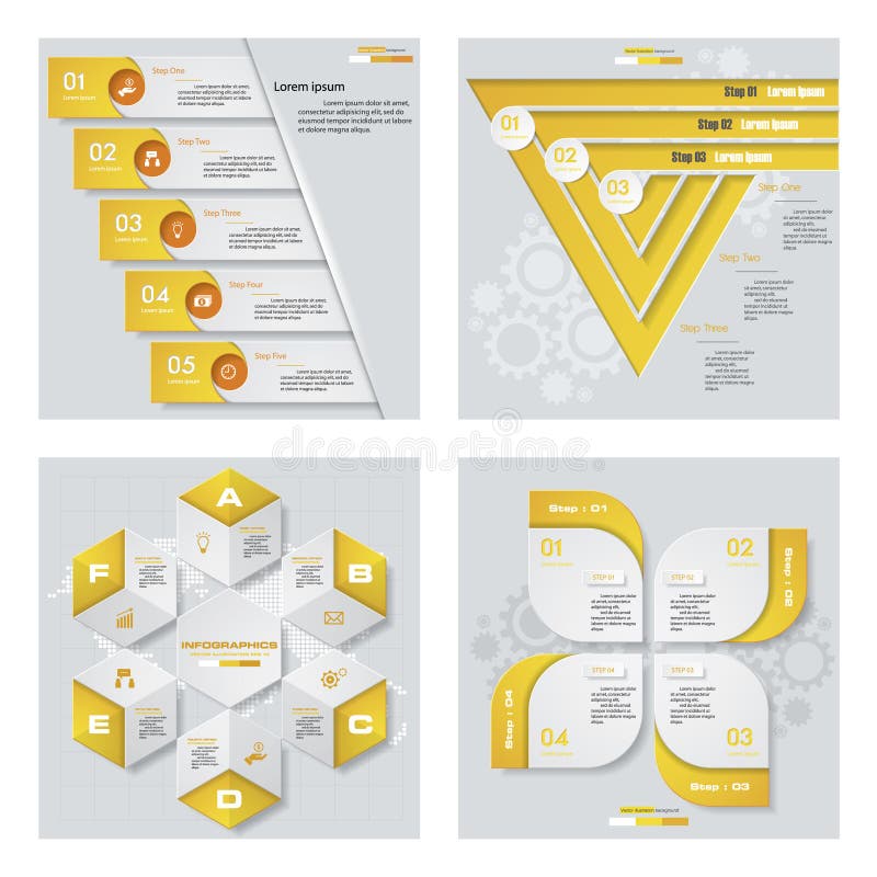 Collection of 4 Yellow Color Template/graphic or Website Layout. Vector ...