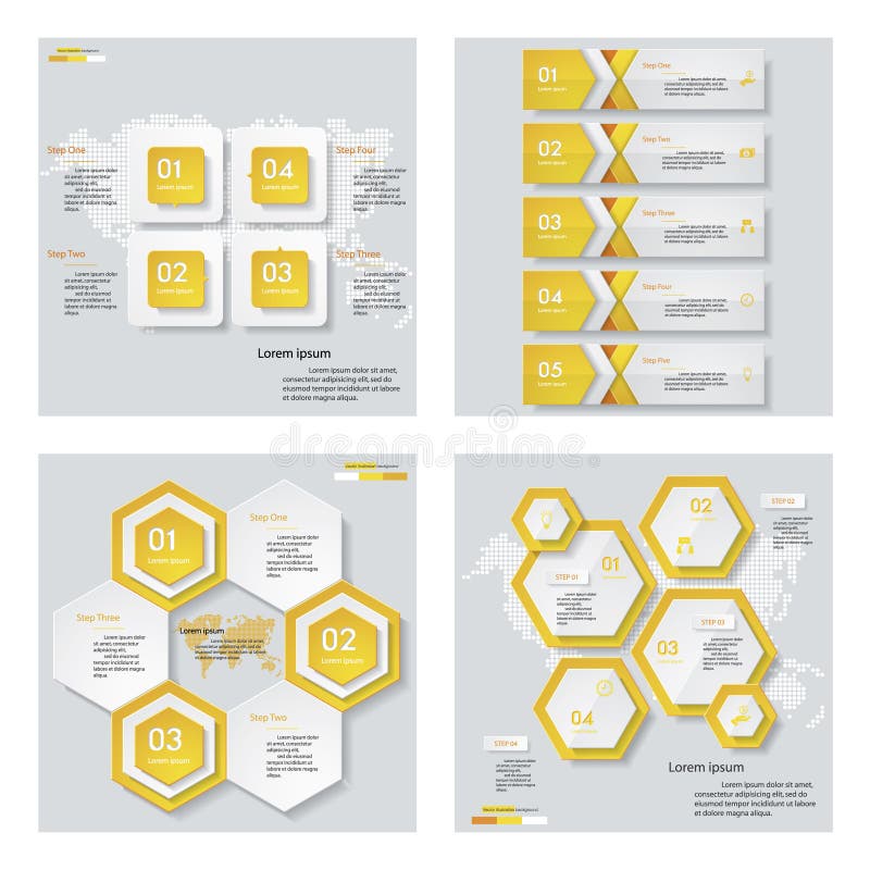 Collection of 4 Yellow Color Template/graphic or Website Layout. Vector ...